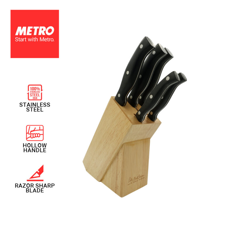 Set of 5pcs Metro Cookwares Knife Block Stainless Steel KBS 5123 - Metro