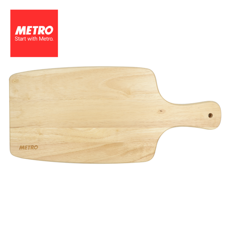 Metro Cookwares Paddle Cutting Board with Hole Reversible Rubberwood ...