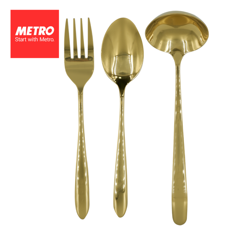 Set of 3pcs Metro Dinnerwares Cutlery Set Gold Stainless Steel MSCS ...