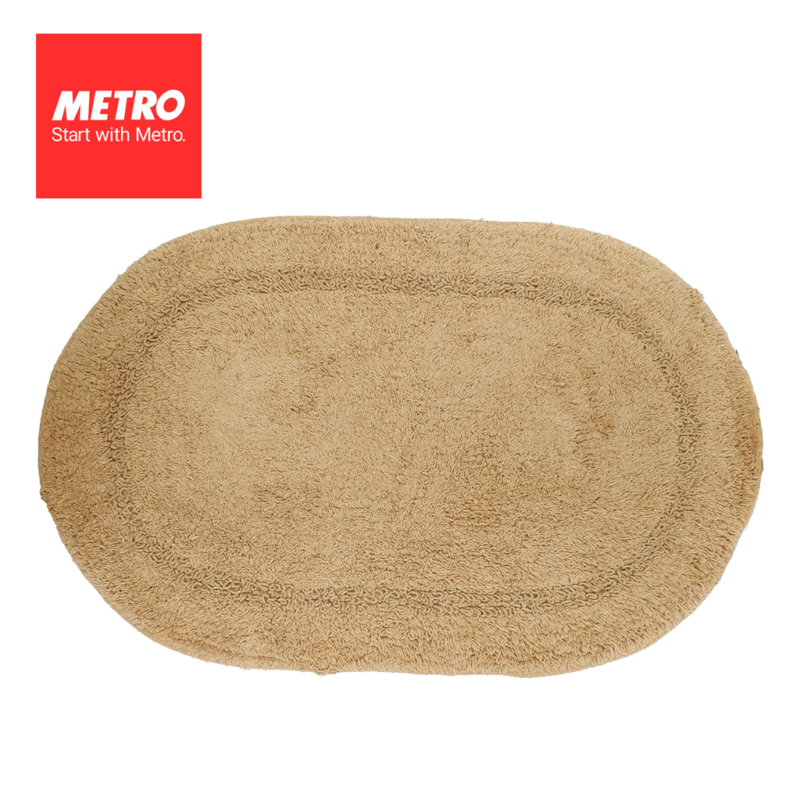 Metro Homewares Bath Mat Oval Brown 40cm x 60cm 100% Cotton SOM 247 ...