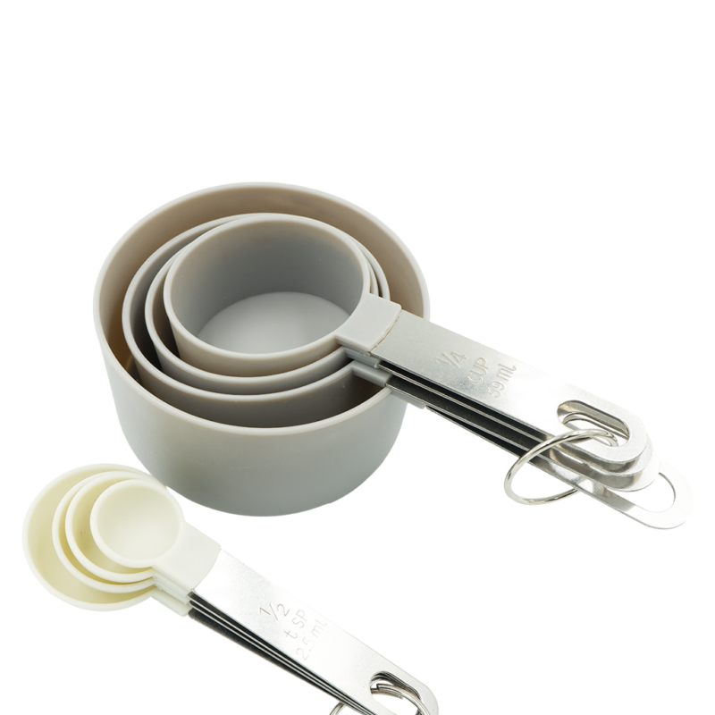 Set of 8pcs Metro Bakewares Measuring Cup & Spoon Set Gray Silicone ...