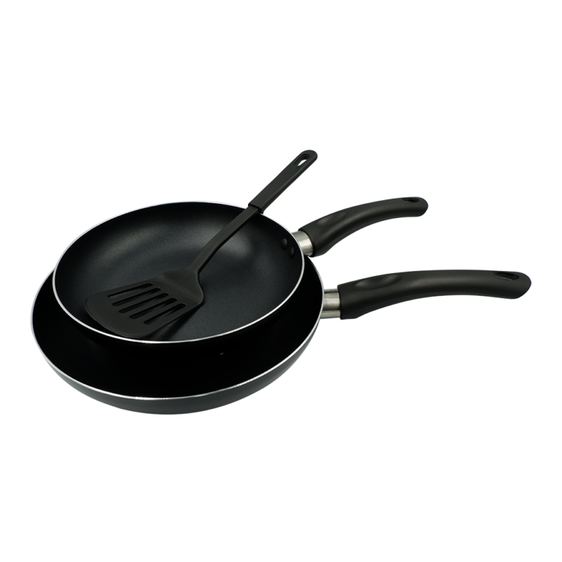 Metro Cookwares Cookware Set – 2 Fry Pans 22cm & 26cm & Nylon Turner ...