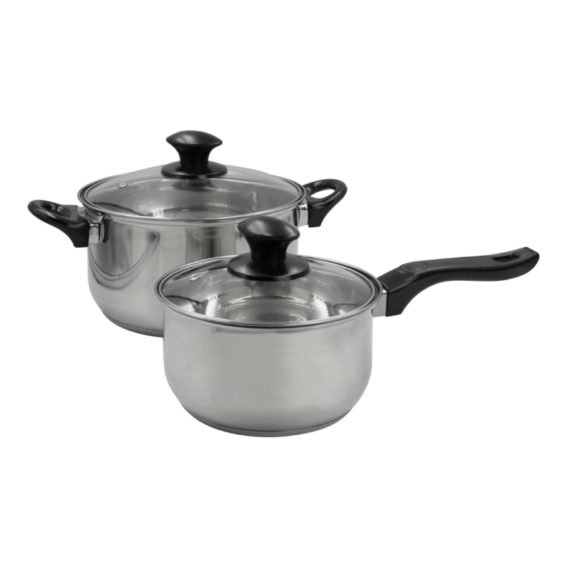 Set of 4pcs Metro Cookwares Sauce Pot 20cm & Sauce Pan 16cm with Glasss ...